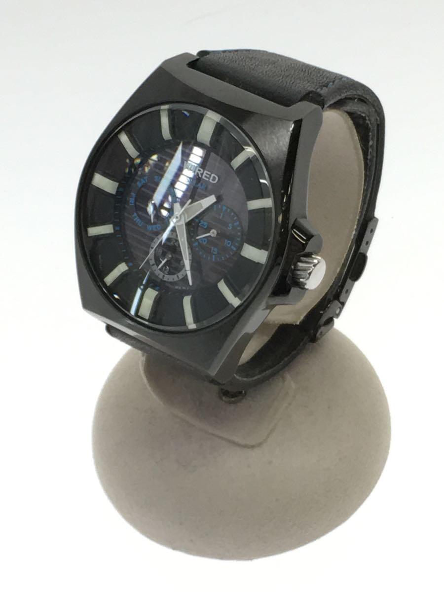 WIRED(ワイアード) / ソーラー腕時計/アナログ/レザー/ブラック/V14J-0BD0/クロノグラフ | 中古品の販売・通販ならセカンド ...