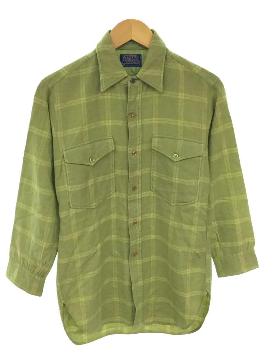PENDLETON(ペンドルトン) / 60s/長袖シャツ/14.5/ウール/GRN/チェック/前身ごろ、ソデリペア有 | 古着の販売・通販ならセカンドストリート
