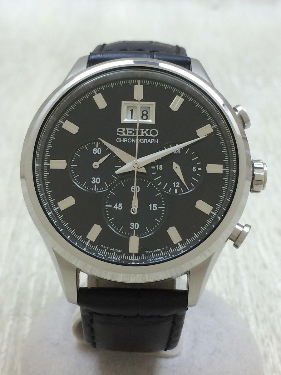 SEIKO(セイコー) / クロノグラフ/クォーツ腕時計/レザー/BLK/7T04-0AE0 | 中古品の販売・通販ならセカンドストリート