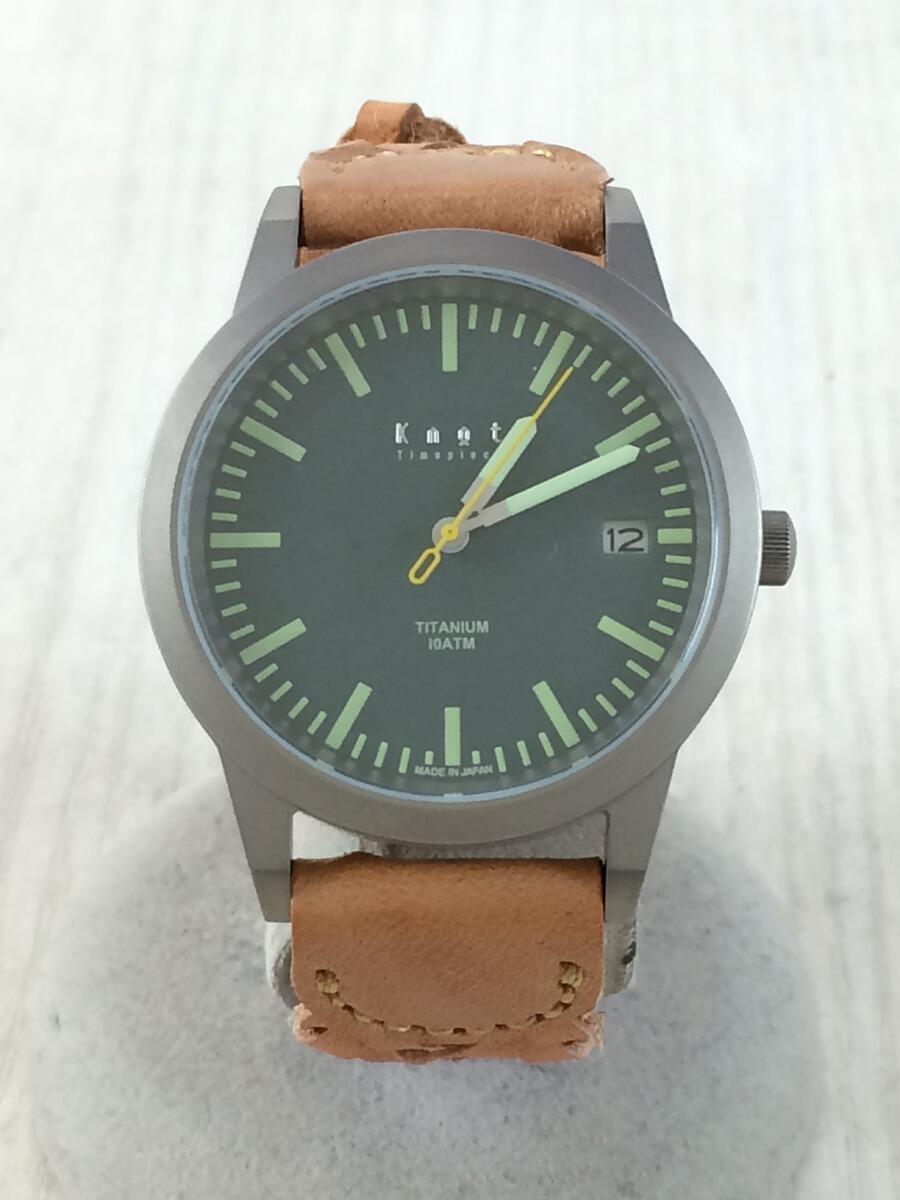 KNOT(ノット) / TITANIUM SOLAR WATCH/腕時計/アナログ/レザー/GRN/TS1-36 | 中古品の販売・通販ならセカンドストリート