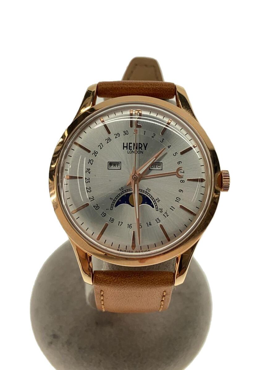 HENRY LONDON(ヘンリーロンドン) / クォーツ腕時計/アナログ/レザー/SLV/CML/HL39-LS-0384 | 中古品の販売・通販ならセカンドストリート