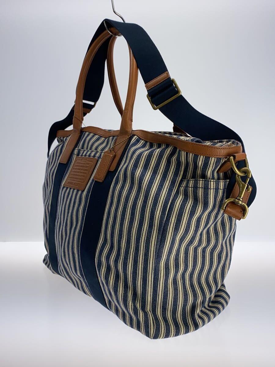 COACH(コーチ) / ボストンバッグ/コットン/BLU/ストライプ/F71267 | 中古品の販売・通販ならセカンドストリート