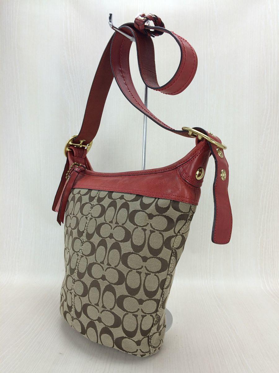 COACH(コーチ) / コーチ/11437/ショルダーバッグ/シグネチャー/キャンバス/ベーシュ/レッド | 中古品の販売・通販ならセカンド ...