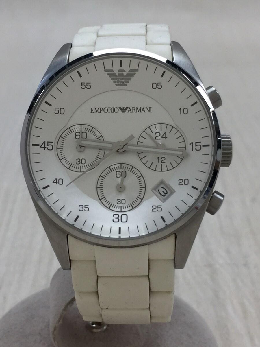 EMPORIO ARMANI(エンポリオアルマーニ) / クォーツ腕時計/アナログ/ラバー/WHT/WHT/EMPORIO ARMANI ...