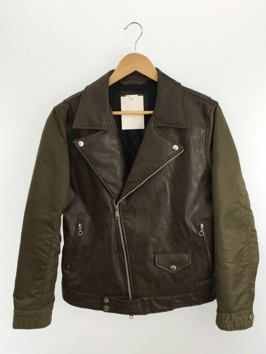 DOWBL(ダブル) / 袖切替ダブルライダースジャケット/44/フェイクレザー/KHK/103-154-0201-001 | 古着の販売・通販ならセカンドストリート