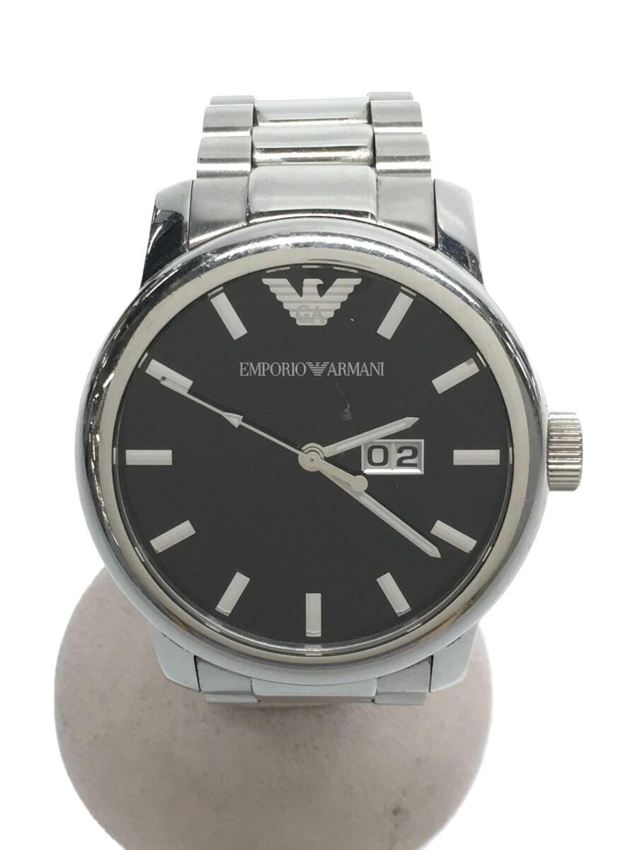 EMPORIO ARMANI(エンポリオアルマーニ) / クォーツ腕時計/アナログ/ステンレス/BLK/SLV/AR-0497 | 中古品の ...