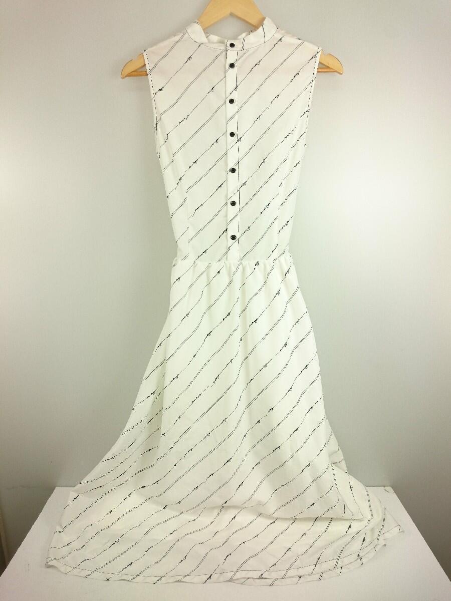 AMERI(アメリヴィンテージ) / 19SS/AMERI LOGO DRESS/019/ノースリーブワンピース/S/ポリエステル/WHT/ストライプ | 古着の販売・通販ならセカンドストリート