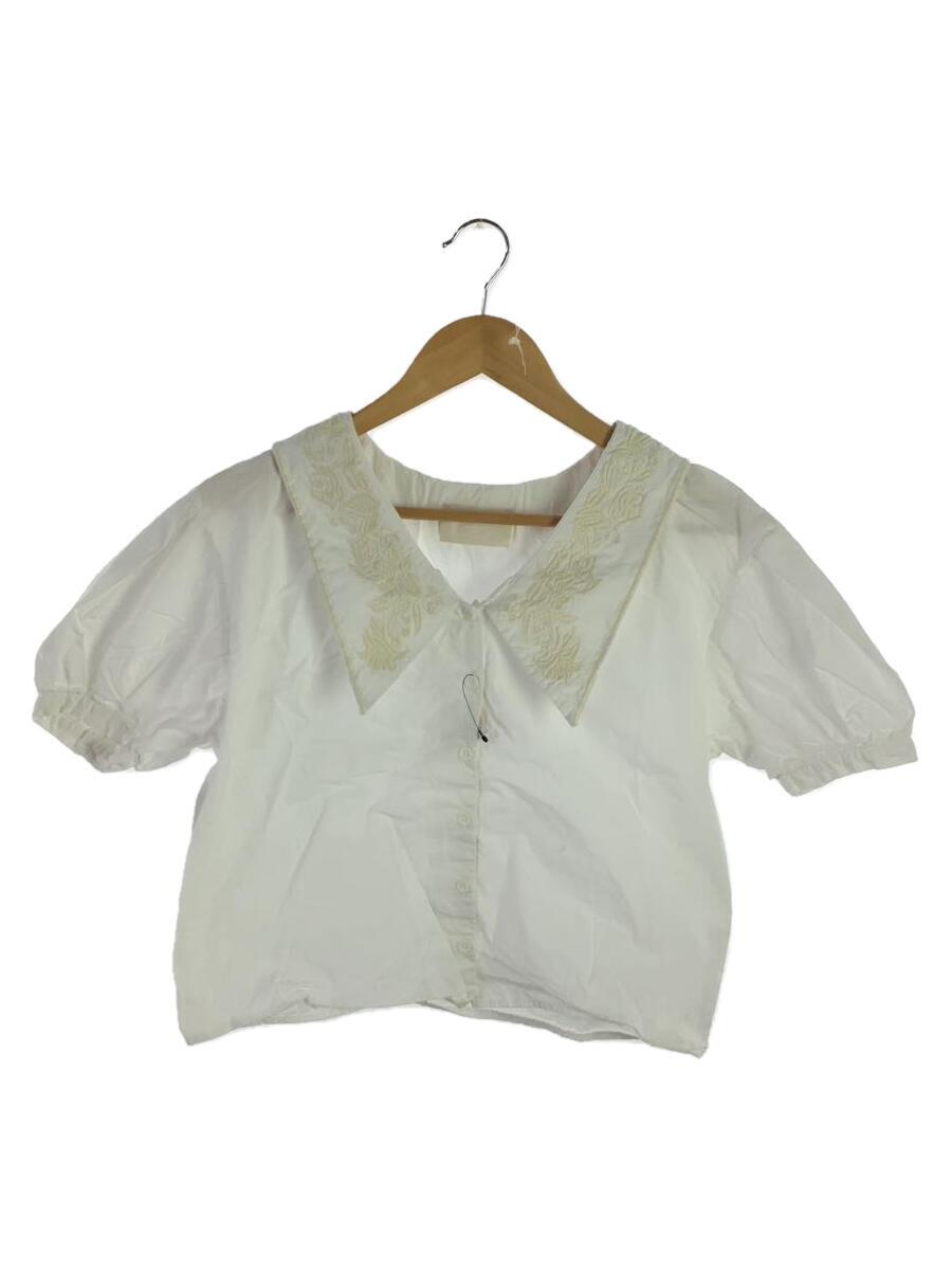 AMERI(アメリヴィンテージ) / MEDI EMBROIDERY COLLAR BLOUSE/21SS/半袖ブラウス/FREE/コットン/WHT | 古着の販売・通販ならセカンドストリート