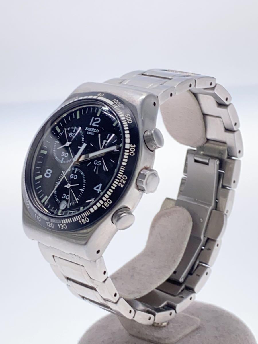 SWATCH(スウォッチ) / NIGHT FLIGHT/クォーツ腕時計/アナログ/ステンレス/BLK/SLV/YVS444GC | 中古品の ...