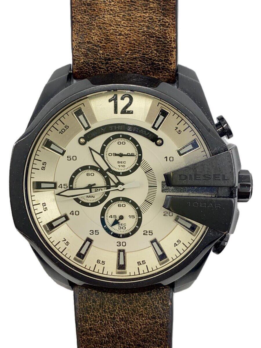 DIESEL([イリョウ/フクショク]ディーゼル) / 腕時計/アナログ/レザー/WHT/BRW/DZ-4422 | 中古品の販売・通販なら ...